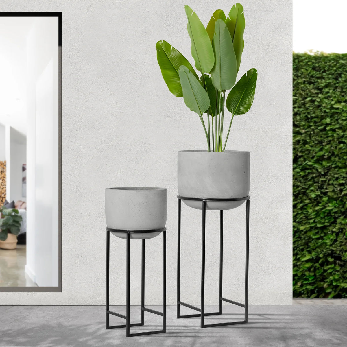 Polystone Cement Grey 13dx30h" Basin Planter on Metal Stand – Not Just ...
